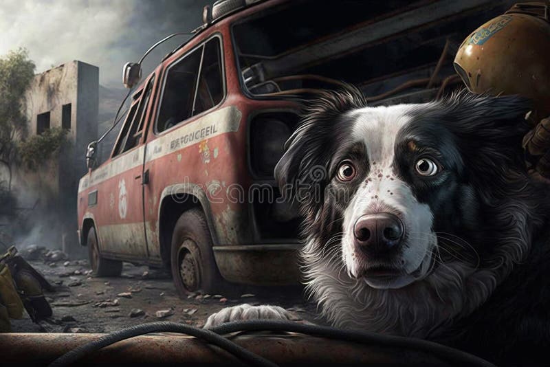 Salvage and Rescue Dog Working. Created with Generative AI Technology ...