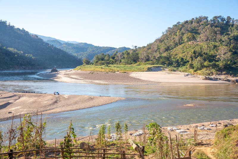 Salween River at Border of Thailand and Myanmar Stock Image - Image of ...