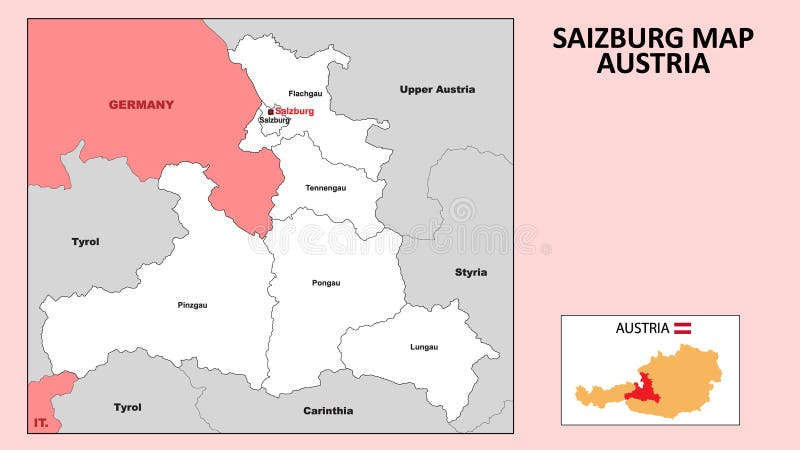 Salzburg Map. State and District Map of Salzburg Stock Vector ...