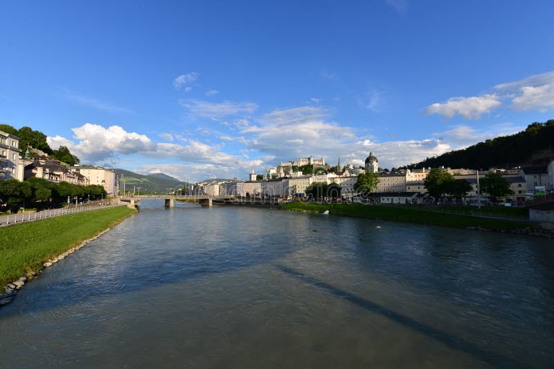 Salzburg Salzach River stock image. Image of architecture - 75056293