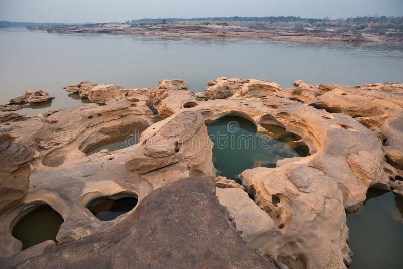 Sam Pan Bok Grand Canyon of Thailand Stock Image - Image of stone ...