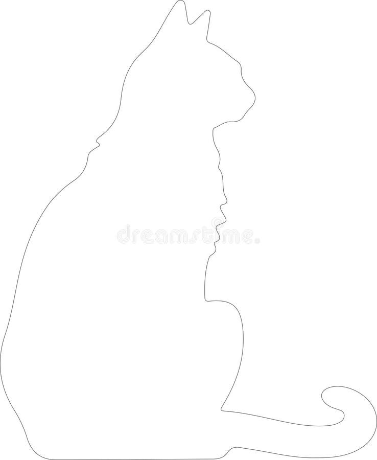 Sam Sawet Cat Outline Outline Silhouette Generative Ai Stock Vector ...
