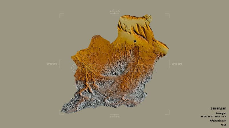 Samangan, Afghanistan. Low-res Satellite. Labelled Points of Cities ...