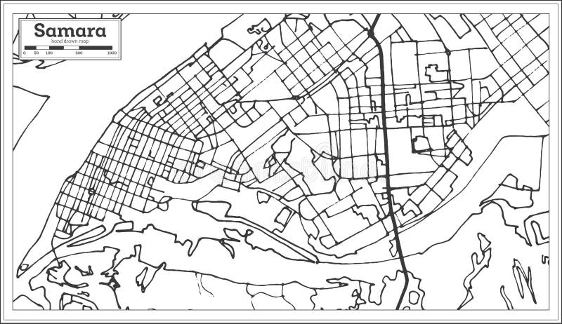 Samara Russia City Map in Retro Style. Outline Map Stock Vector ...