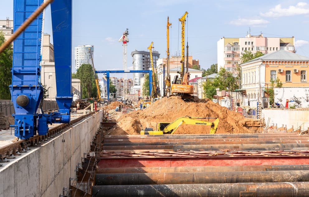 Construction of the Samara Metro Editorial Stock Photo - Image of pipes ...