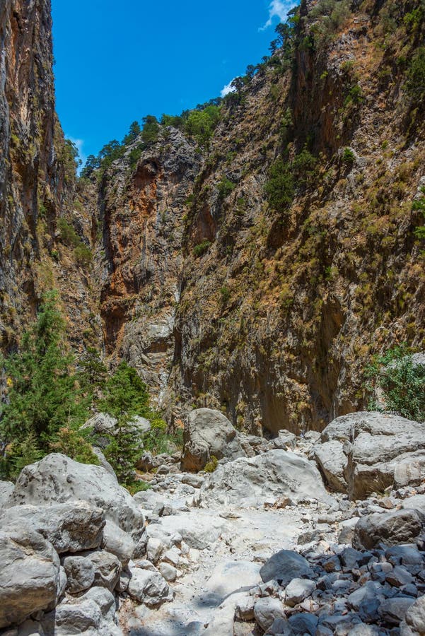Samaria Gorge at Greek Island Crete Stock Image - Image of wood, hill ...
