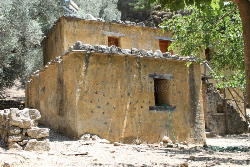 Samaria Village in Samaria Gorge Stock Image - Image of hill, rock ...