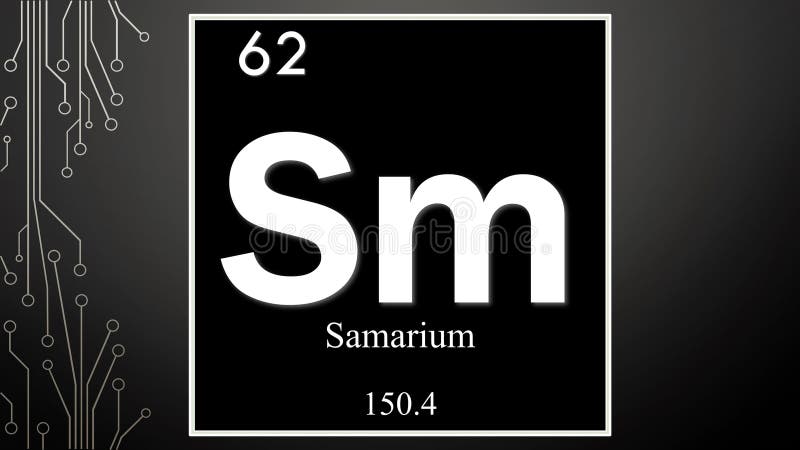 Samarium Chemical Element Symbol on Black Abstract Background Stock ...