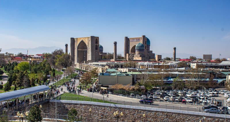 Samarkand City View, Bibi-Khanym Friday Mosque Stock Image - Image of ...
