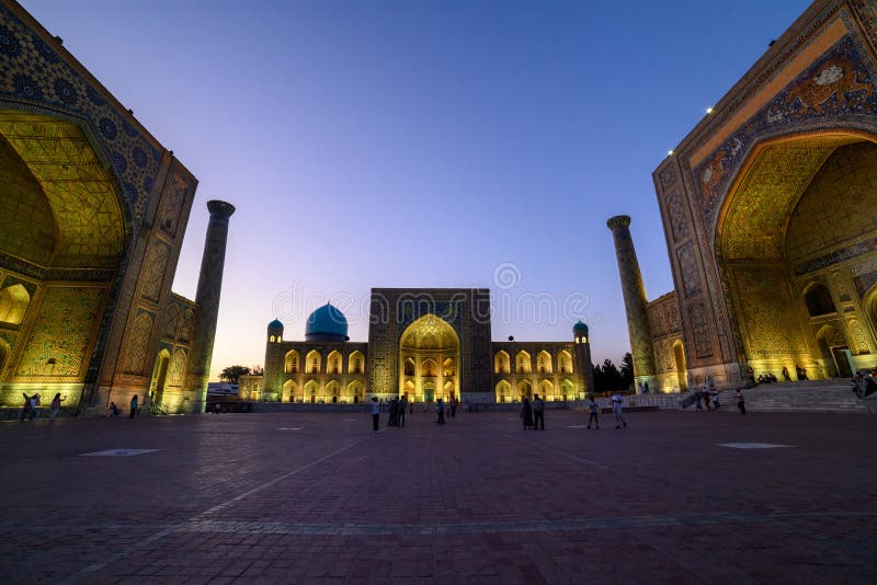 Samarkand in the evening editorial stock photo. Image of education ...