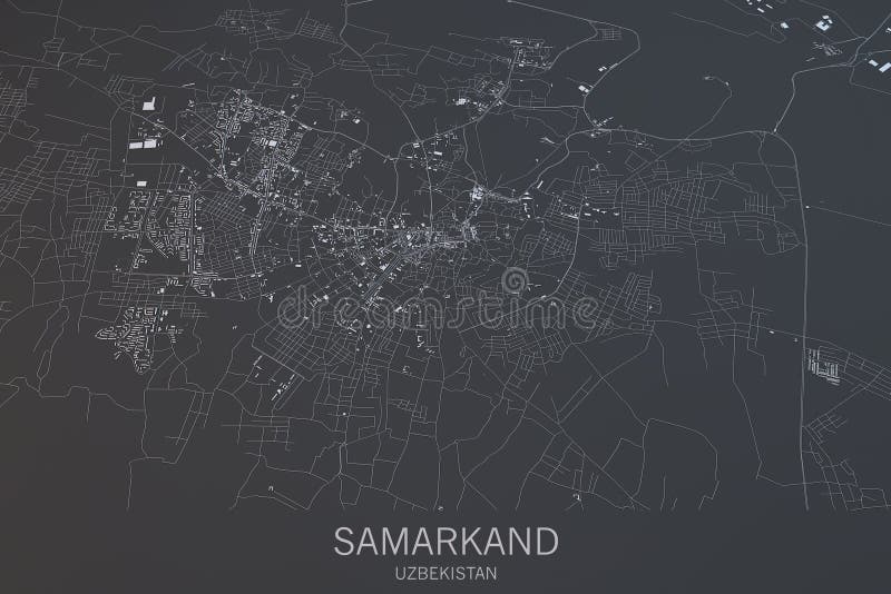 Samarkand Map, Satellite View, City, Uzbekistan Stock Illustration ...