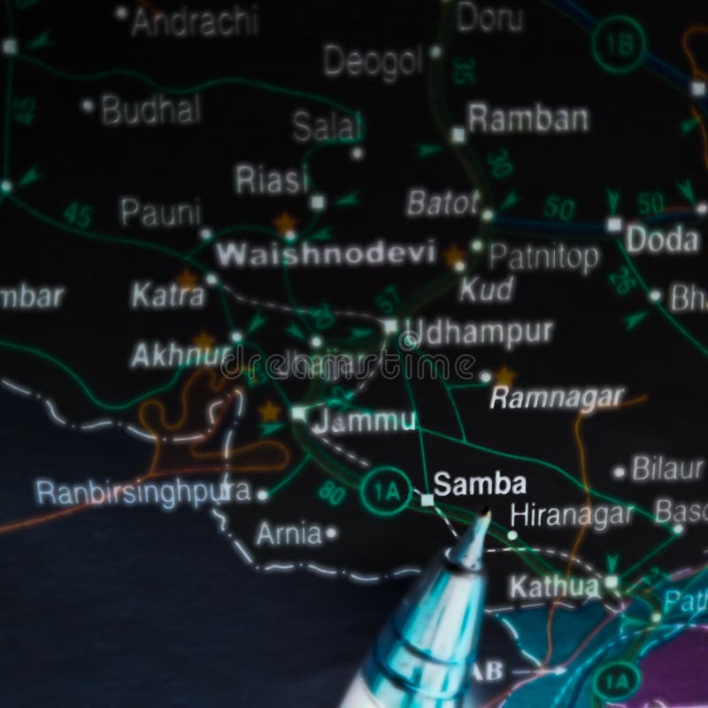 Samba Area Displaying on Digital Map Illustrations Pattern in India ...