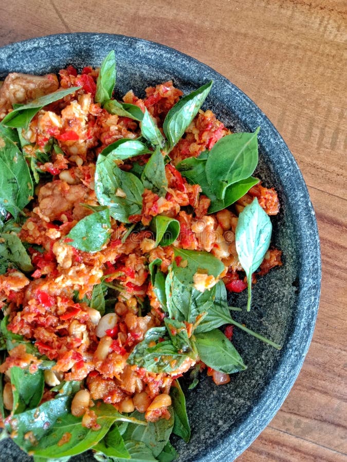 Sambal Tempeh with Basil Leaf Stock Image - Image of vegan, sambal ...