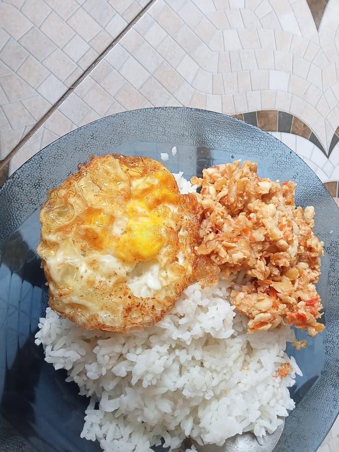Sambal Tempeh Rice with Fried Egg, a Simple Food Menu from Indonesia ...