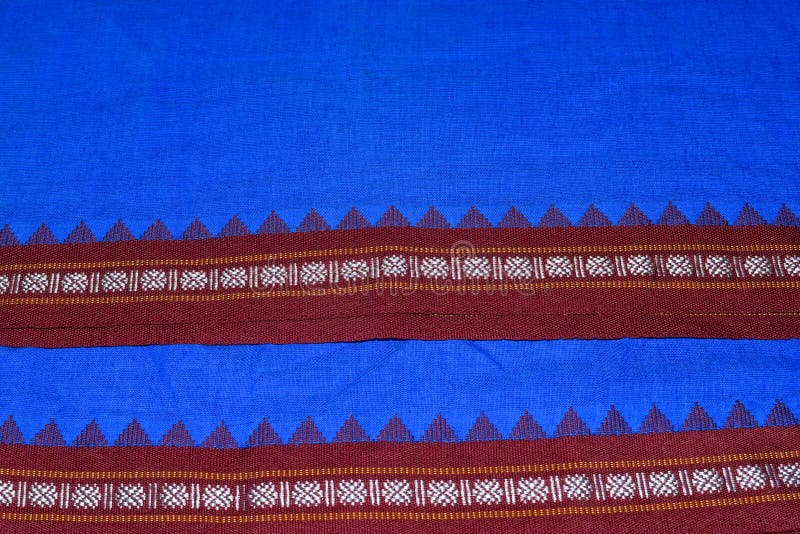 Sambalpuri Cloth Beautiful Design Blue White Background. Stock Image ...