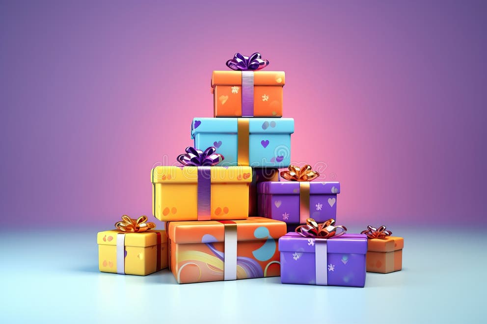 Same Gift Boxes, 3D Render Style. AI Generated Stock Illustration ...