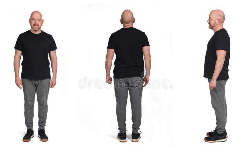 The Same Person Face Profile and Back with Sportswear Stock Photo ...