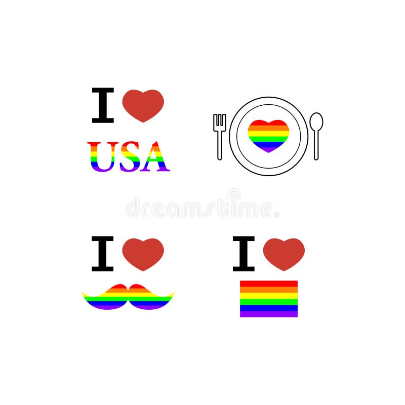 Same Sex Marriage Icons Celebrate Pride Stock Vector Illustration Of