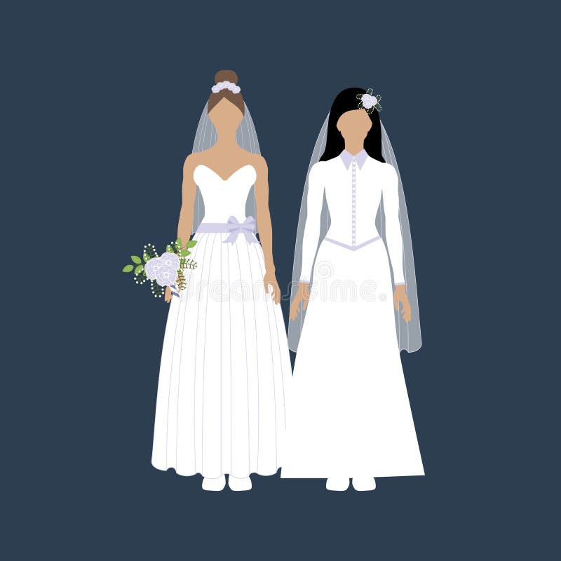 Same Sex Wedding Silhouette Stock Vector Illustration Of Lesbian
