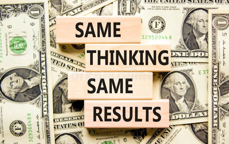 Same Thinking and Results Symbol. Concept Word Same Thinking Same Results on Wooden Blocks Stock ...
