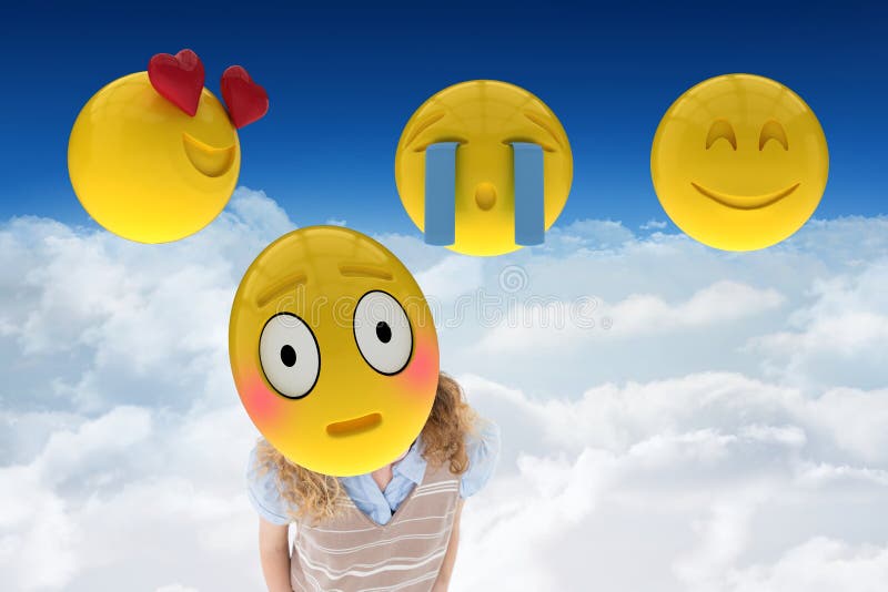Samengesteld Beeld Op Smileys in 3d Tegen Een Hemelachtergrond Stock ...