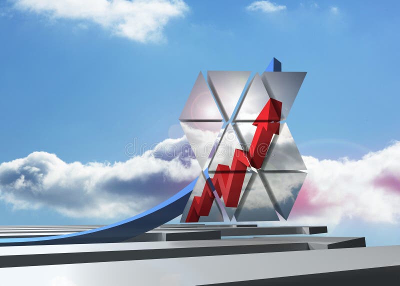 Samengesteld Beeld Van Rode Pijl Op Het Abstracte Scherm Stock ...