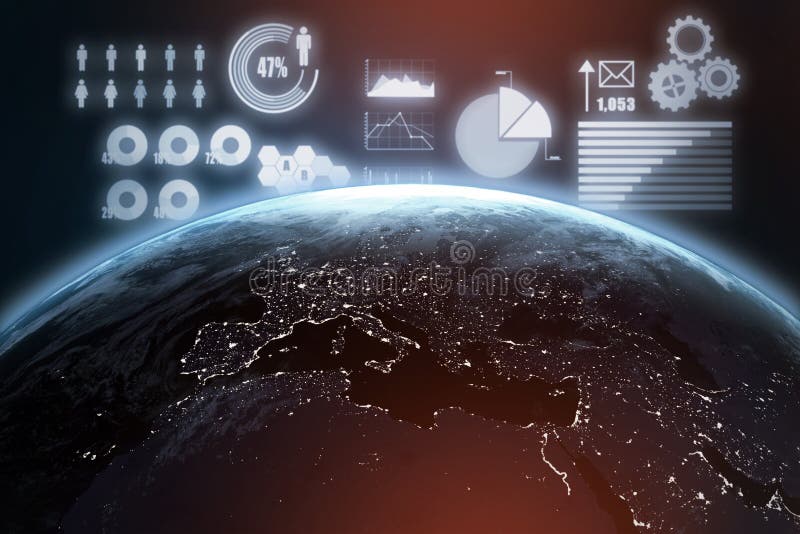 Samengesteld Beeld Van Verlichte Die Aarde Van Ruimte Wordt Gezien ...