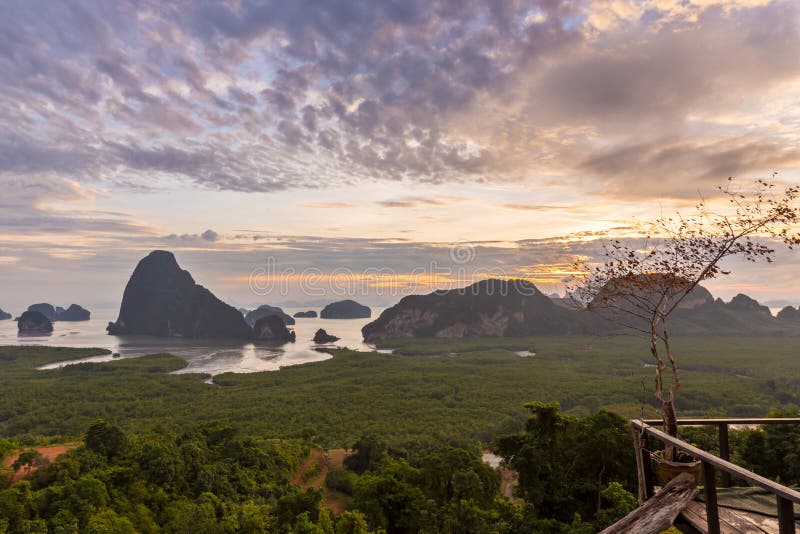 Samet Nangshe Viewpoint at Sunrise Stock Photo - Image of beach ...