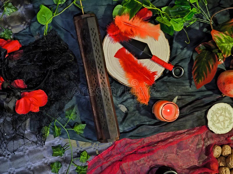 Samhain altar stock image. Image of dark, candle, occult - 366021147