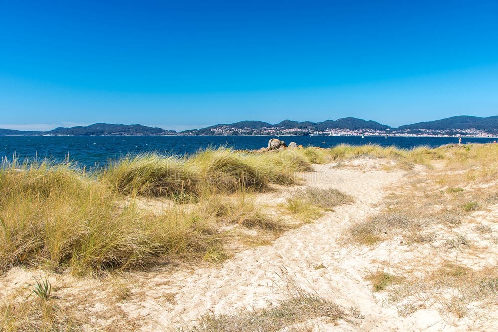 Samil Beach at Vigo in Galicia Stock Image - Image of blue, natural ...