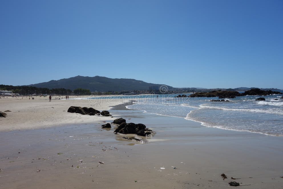Samil beach, Vigo Spain stock image. Image of stone, relax - 79527043