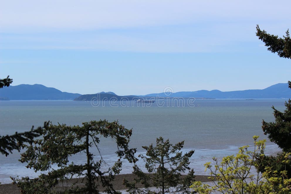 Panoramic View of Samish Bay, Washington Stock Image - Image of horizon ...