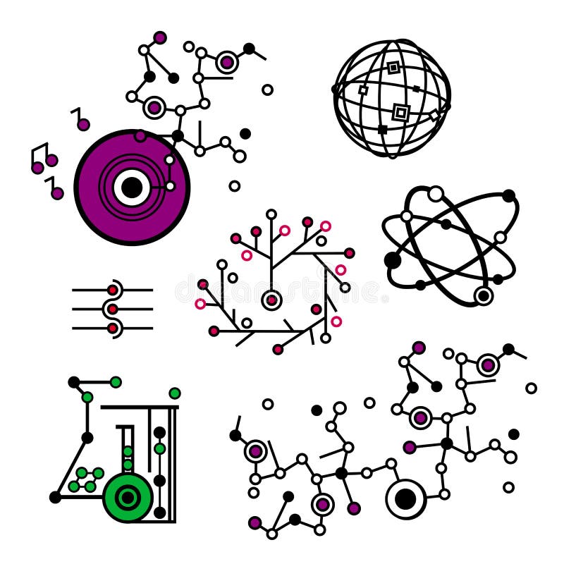 Symboler För Digital Teknologi Vektor Illustrationer - Illustration av ...