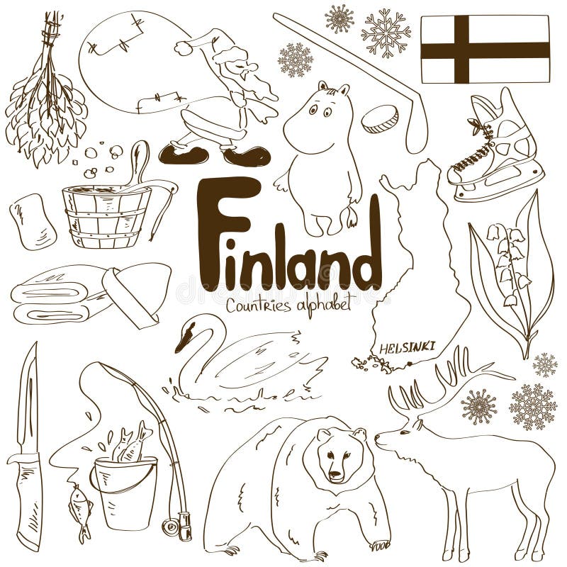Samling Av Finland Symboler Redaktionell Bild - Illustration av ...
