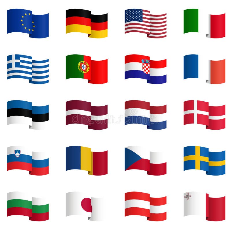 Samling av landsflaggor 1 vektor illustrationer. Illustration av stor ...