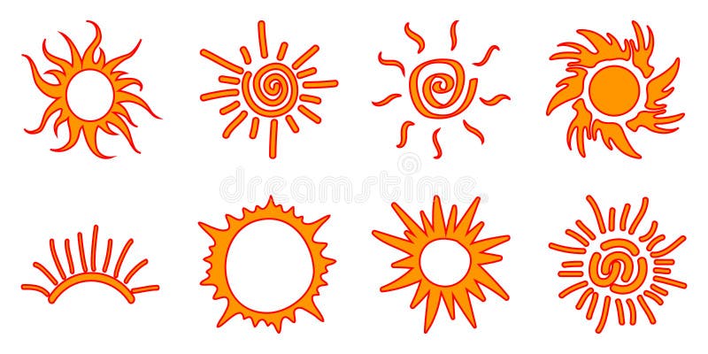 Glad Ritad Solsymbol Med Leende - Vektor Stock Illustrationer ...