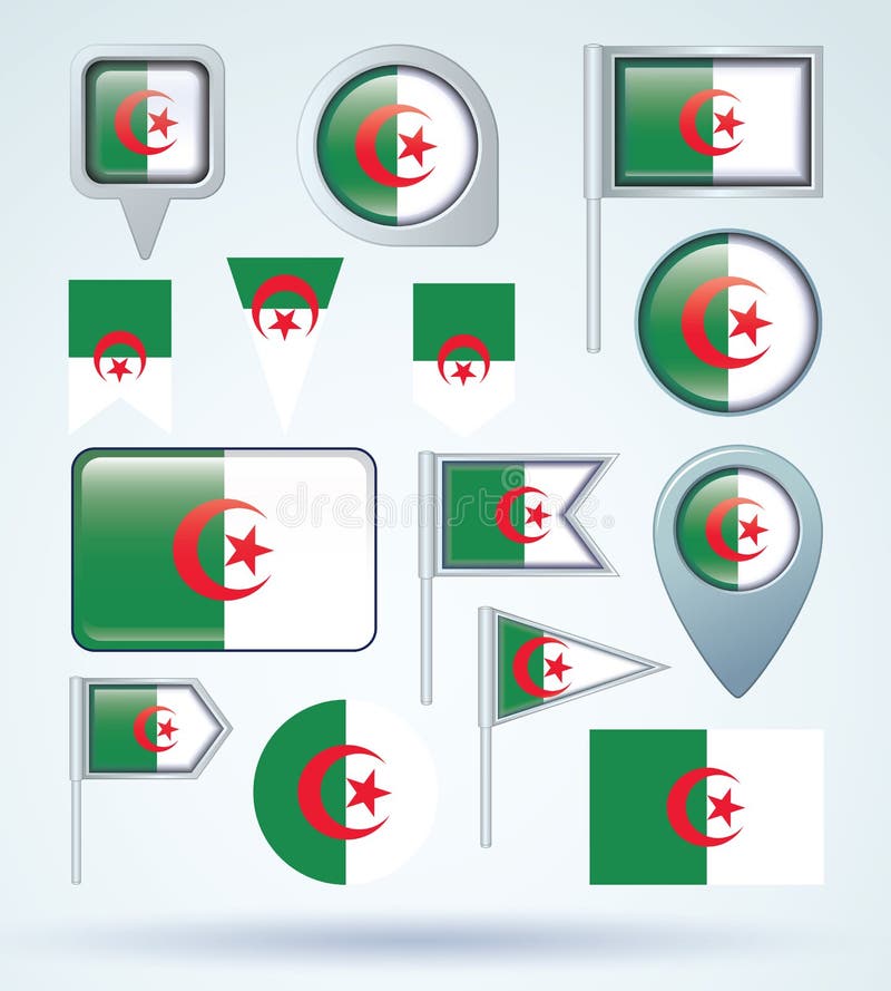 Samlingsflagga Av Algeriet, Vektorillustration Vektor Illustrationer ...