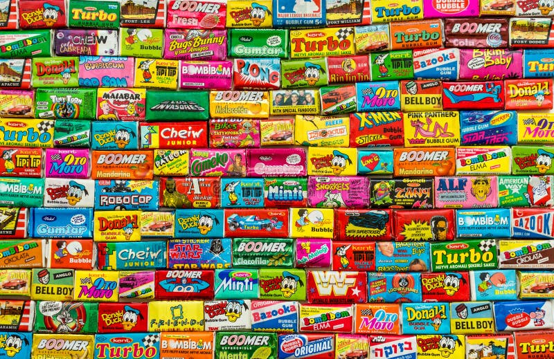 Sammlung alte Kaugummis redaktionelles stockbild. Bild von speicher ...