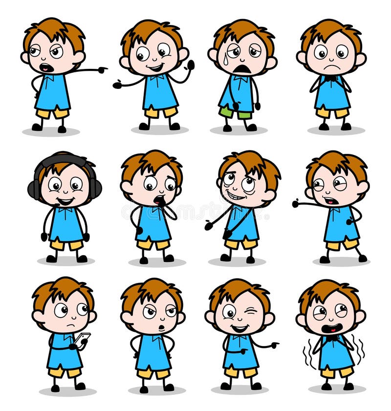 Sammlung Von Cute Comic Office Guy - Set of Concepts Vector ...