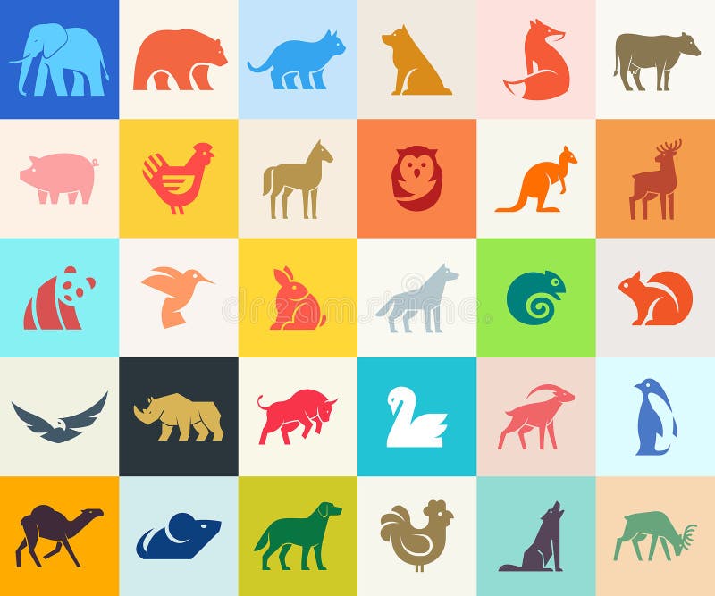 Sammlung Von Logos Für Tiere Vektor Abbildung - Illustration von ...