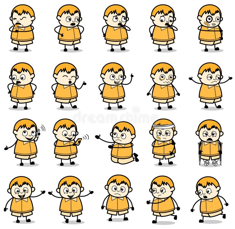 Sammlung Von Vintage Fat Boy Poses - Set of Concepts Vector ...
