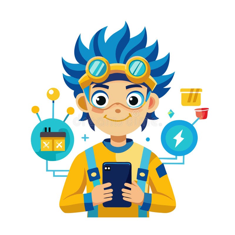 Sammy the Tech Wizard Clever Design Stock Vector - Illustration of ...