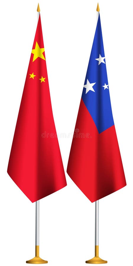 Samoa and China Small Table Flags Together Stock Illustration ...