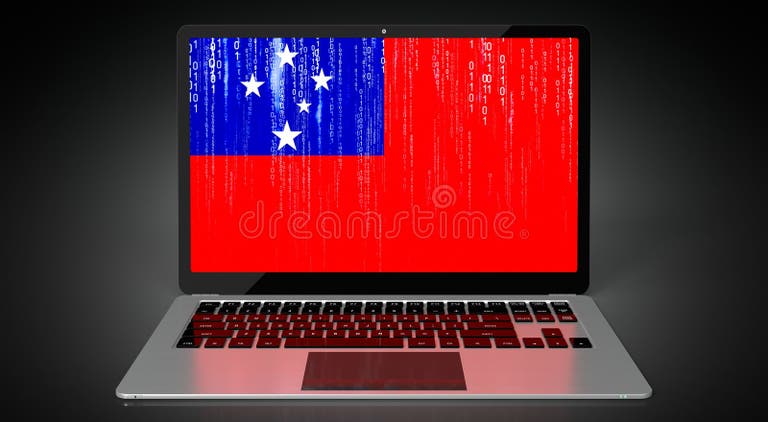 Samoa - Country Flag and Binary Code on Laptop Screen Stock ...