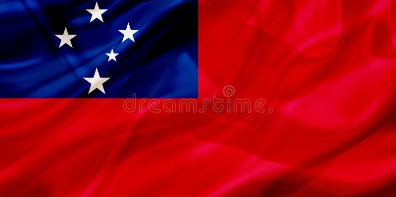Samoa Country Flag on Silk or Silky Waving Texture Stock Illustration ...