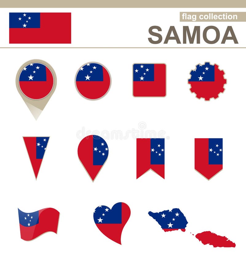Samoa Flag Collection stock vector. Illustration of samoa - 129641035