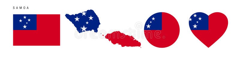 Samoa Flag in Different Shapes Icon Set. Flat Vector Illustration Stock ...