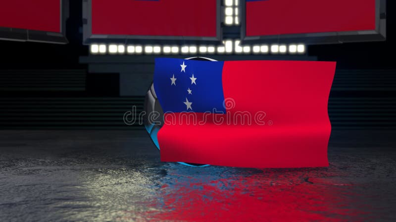 Samoa Flag Flies Around a Soccer Ball Stock Footage - Video of sport ...