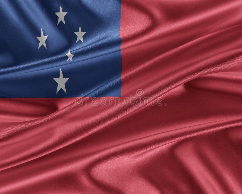 Samoa Flag with a Glossy Silk Texture. Stock Illustration ...