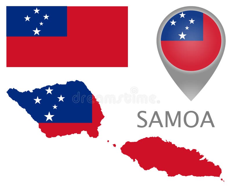 Samoa Flag, Map Pointer and Map Stock Vector - Illustration of colorful ...